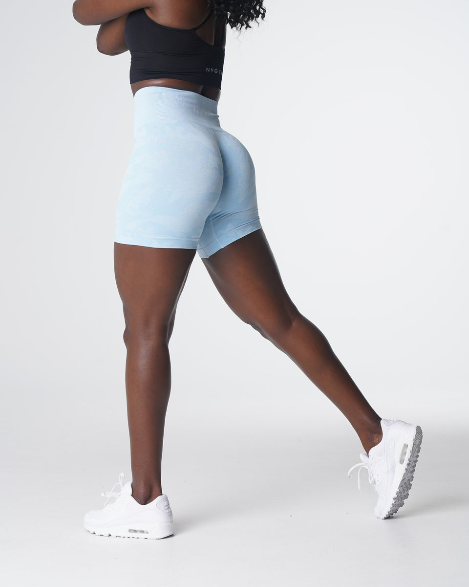 NVGTN Camo Seamless Shorts - Icy Blue